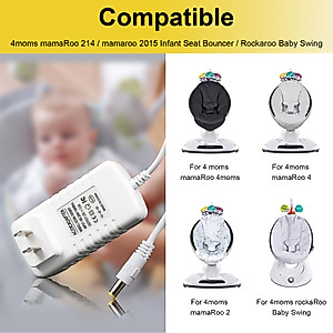 UAUSE 12V 3A Replacement for 4moms mamaroo Power Cord,for 4moms mamaroo 2/4,Rockaroo Baby Swings Charger,Compatible with mamaroo 2015 Infant Seat Bouncer (6.4Ft Length)