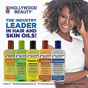 Hollywood Beauty Jojoba Hair Oil, 8oz Bottle, Light Non Greasy, Hydrates & Conditions Hair, Soothes scalp, Anti-Frizz fighter, Can be Used as a Hot Oil Treatment