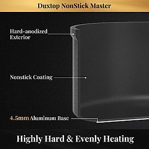 Duxtop Nonstick Master Saucepans Hard Anodized 2 Quart Small Sauce Pan with Lid, Aluminum Cooking Pot PFAS-Free, Oven Safe to 500°F, Black