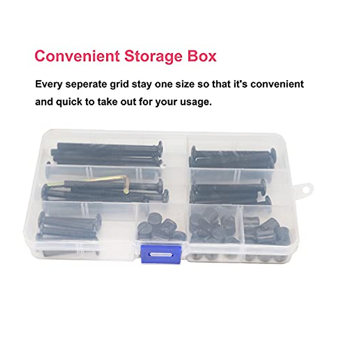 cSeao Black Baby Bed Crib Screws Replacement Parts,50pcs M6 Hex Drive Socket Cap Barrel Nuts Assortment Kit for Baby Bed Cribs Furniture, M6x40/50/60/70/80mm