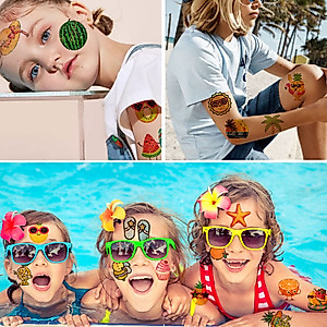 CHARLENT 148 PCS Glitter Summer Fruit Temporary Tattoos for Kids - Watermelon Pineapple Individual Tattoos for Boys Girls Pool Birthday Party Favors Goodie Bag Fillers