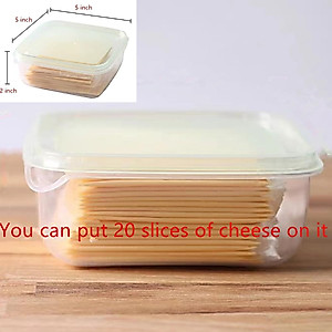 Morixkifu 4Pcs Sliced Cheese Container for Fridge, 650ml Plastic Clear Cheese Box for Fridge, Airtight Cheese Slice Holder, Food Storage Containers with Lids (4Pcs)
