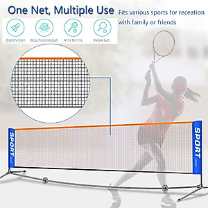 Portable Badminton Net for Tennis,Soccer Tennis,Kids Adult Excellent Quality Volleyball/Pickleball Training Net Summer Indoor/Outdoor Fun Sports Net Used in Garden, Court Beach Backyard(3.1m)