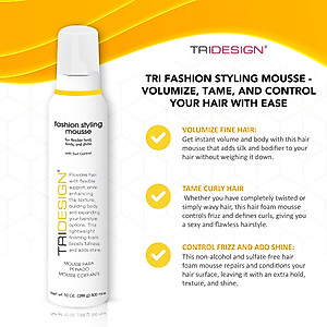 TRI Fashion Styling Mousse - Wavy Hair Volumizer & Curl Tamer with Frizz Control, Shine & Styling Options for Women, Hair Foam - 10 Ounce