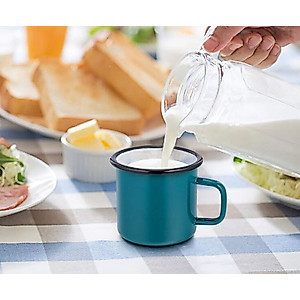 TeamFar Tea Coffee Mug Set of 4, Enamel Drinking Mugs Cups for Home Use/Office/Party or Camping, Bright Colors and Classic Look - 12 ounce