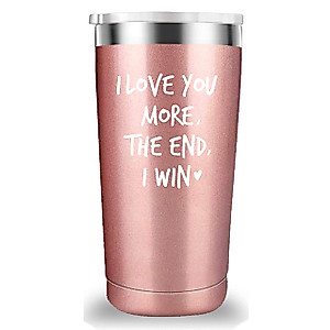 Mamihlap I Love You More The End I Win Travel Mug Tumbler.Funny Valentine's Day Anniversary Birthday Christmas Day Gifts for Men Women Wife Husband Boyfriend Girlfriend(20 oz Rose Gold)