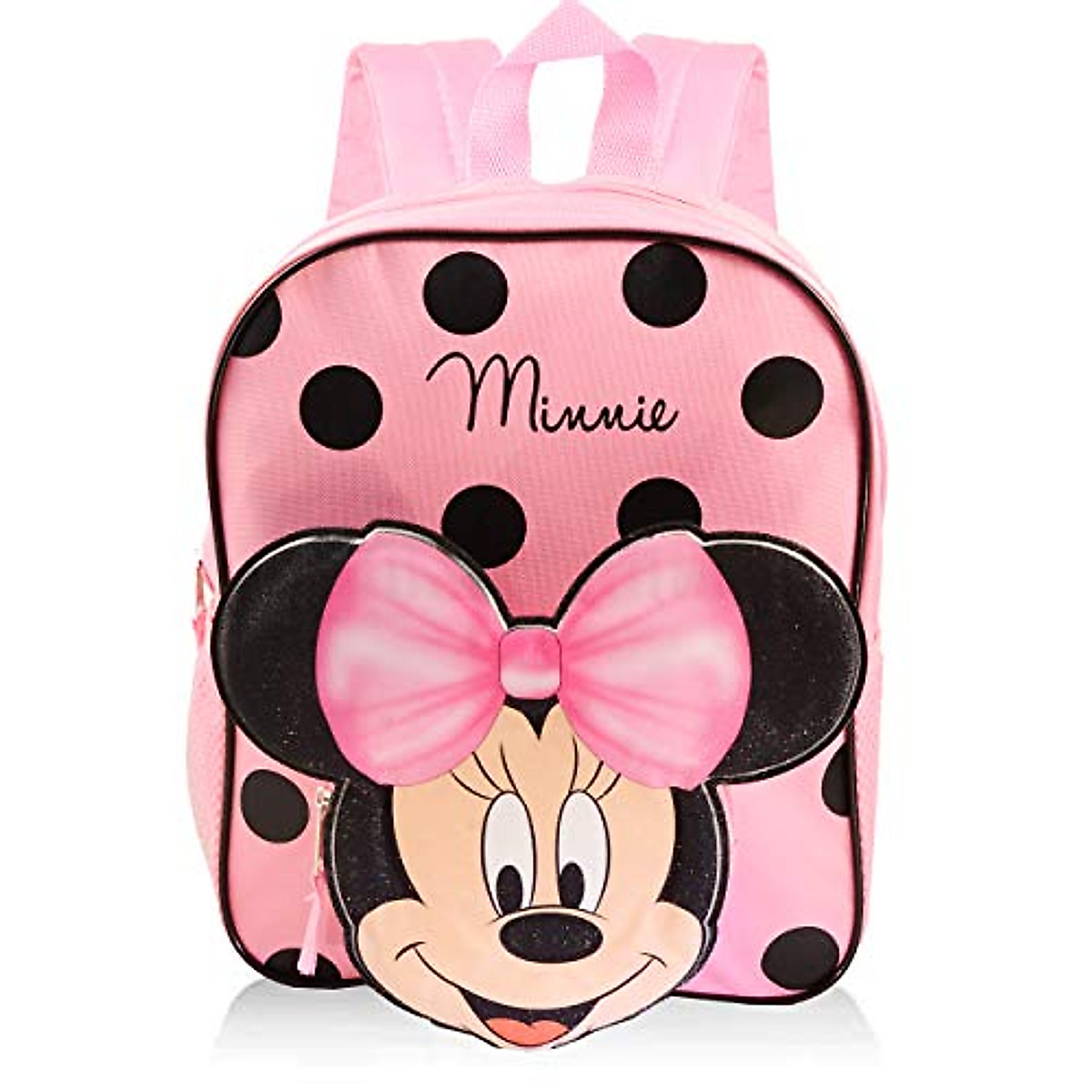 Disney Minnie Mouse Backpack for Toddlers ~ 12" Minnie Mouse School Bag with 3D Ears and Bow with Bookmark (Minnie Mouse School Supplies Bundle)