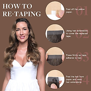 GOO GOO Tape in Hair Extensions Human Hair, 4/27/4 Balayage Chocolate Brown to Caramel Blonde, 18inch 50g 20pcs, Thick Ends Straight Seamless Tape in, Invisible Tape in Hair Extensions Human Hair