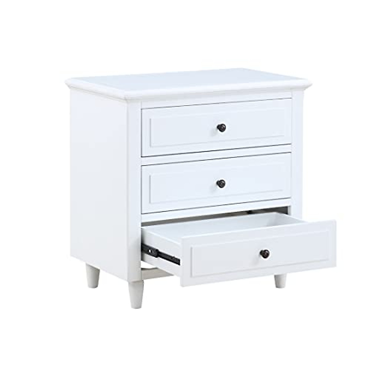 XD Designs Solid Wood Side End Table, 2-Drawer Night Stand with Storage Shelf, Bedside Nightstand, Accent Table for Bedroom Hallway Living Room (White)