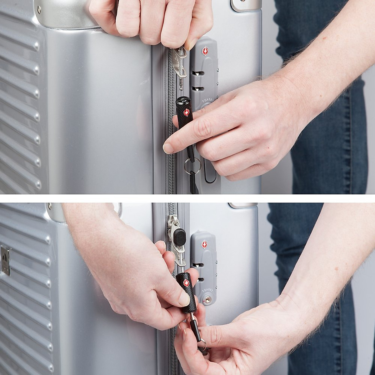 4 Pack TSA Approved Luggage Locks with Keys for Travel – Flexible Ultra Secure Mini Key Padlock & Metal Zinc Alloy Material – Black