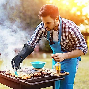 Welding Gloves Heat Resistant Cow Split Leather BBQ/Camping/Cooking Gloves Baking Grill Gloves Welder Fireplace Stove Pot Holder Workplace Glove