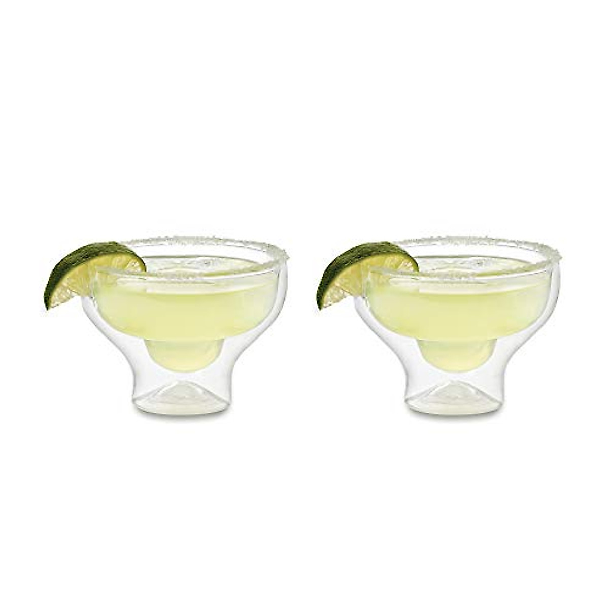 Outset Stemless Margarita Glasses Double Wall, Borosilicate Glassware 2 Count (Pack of 1)