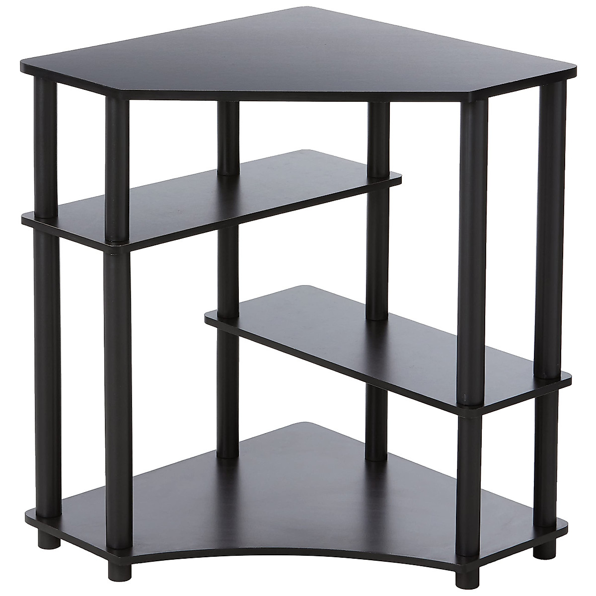 Furinno Turn-N-Tube Space Saving, Corner Desk, Espresso/Black & Turn-N-Tube Accent Decorative Shelf, Espresso/Black