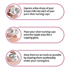 Silveriumom The Original Silver Nursing Cups - Nipple Shields for Nursing Newborn - 100% Pure Silver 999 Silver and Handmade - Nipple Covers Breastfeeding