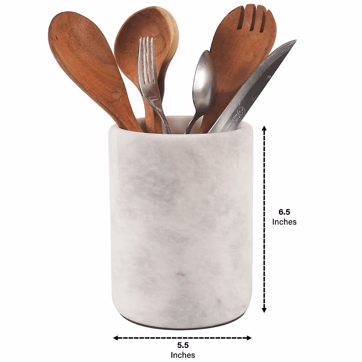 Radicaln Marble Utensil Holder Spoon Caddy Countertop White Handmade kitchen Utensils set organizer - 5.5"x6.5" Inch flatware chopstick Canister Utensil Holders – Home Accessories (WZ-03)