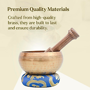 Tibetan Singing Bowl Set - 3.75” inches Sound Bowl Meditation Set - Meditation Bowl with Random Cushion and Mallet - Cuencos Tibetanos for Sound Bath and Healing