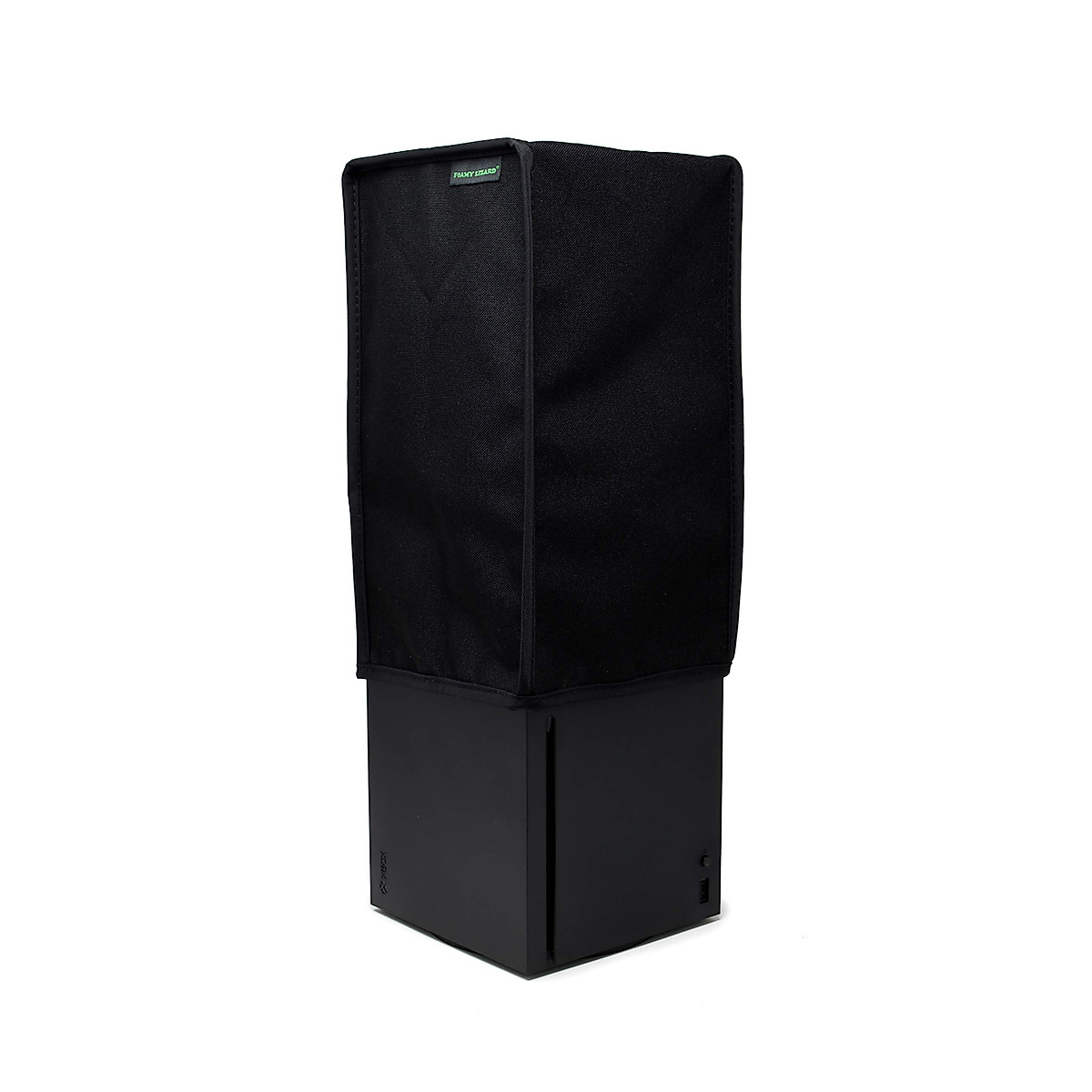 Dust Cover for XBox Series X by Foamy Lizard – THE ORIGINAL MADE IN U.S.A. TexoShield premium ultra fine soft velvet lining nylon dust guard with back cable port (Vertical)