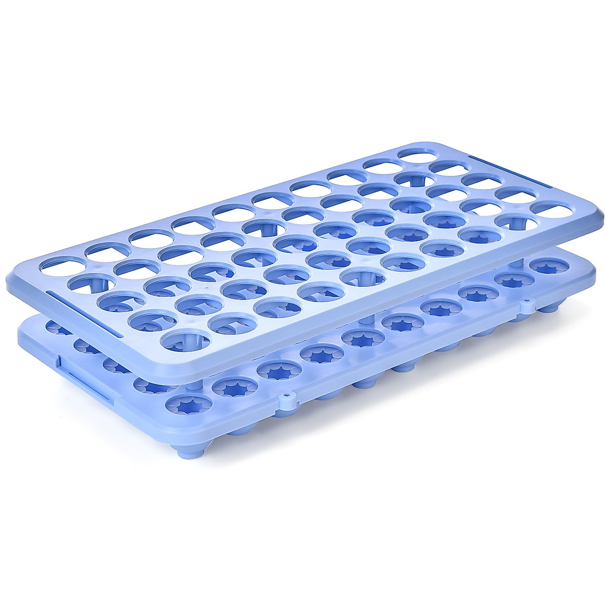 BIGLEE Plastic Test Tube Holder Rack with Silicone Pad for Test Tubes with a Diameter of Less Than 18MM, Detachable,Holes 50 (1 Pack)