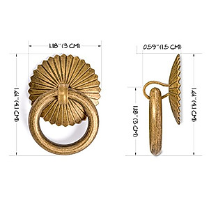 Hardware Philosophy Ring Brass Hardware Drawer Pulls Set 1-3/16" - Set of 2