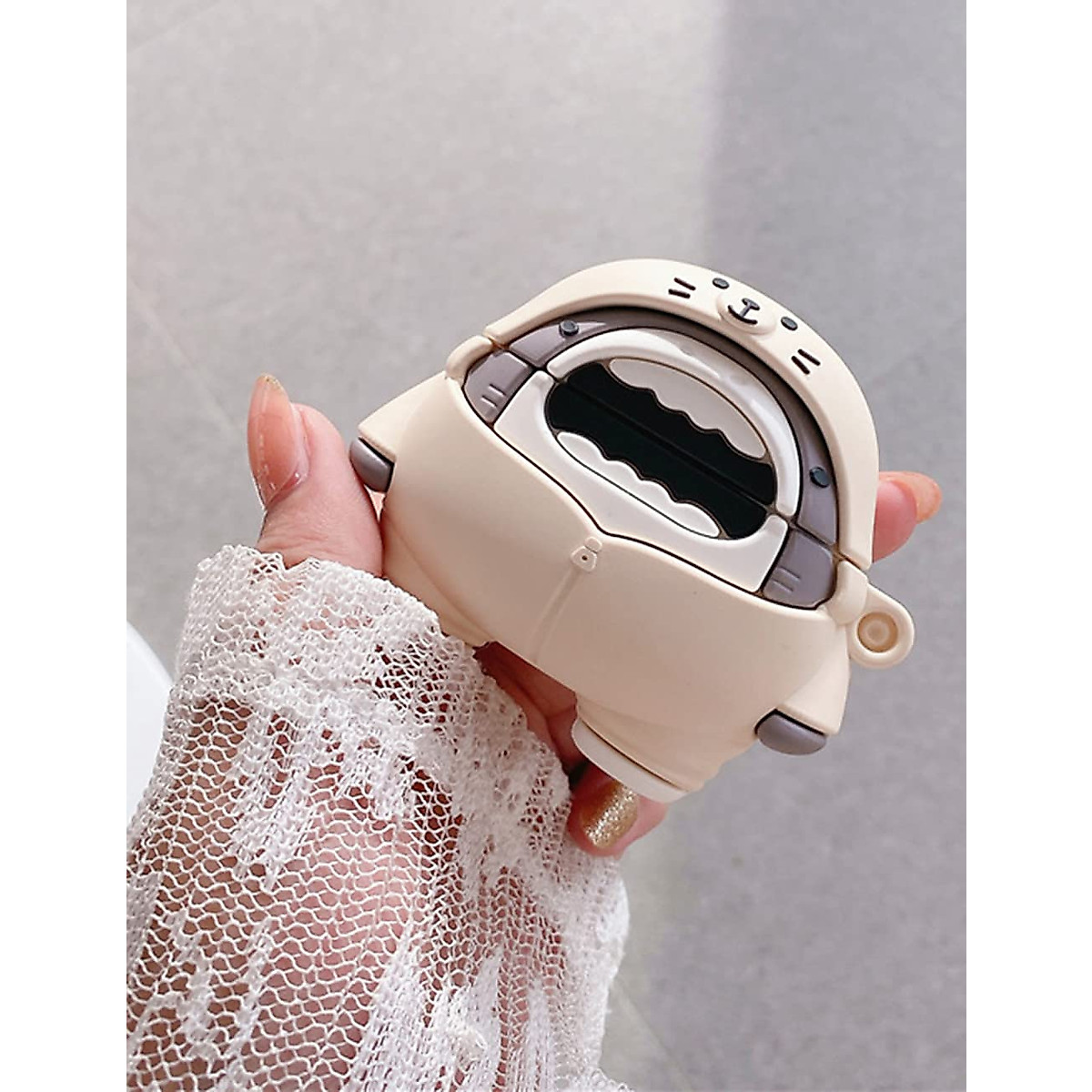 Funny Case Compatible with Apple AirPods Pro Anime Cool Kawaii Food Cover Silicone Shell Anti-Fall Cases for AirPods Pro 2019 with The Carabiner for Men Women (AirPods Pro, Cute Shark)