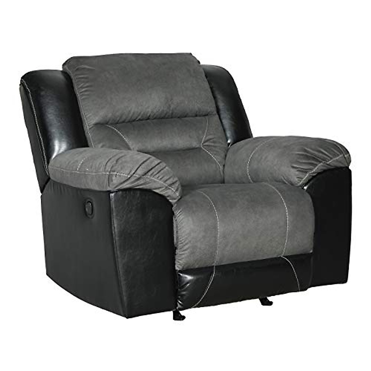 Signature Design by Ashley Earhart Faux Leather Manual Rocker Recliner, Gray