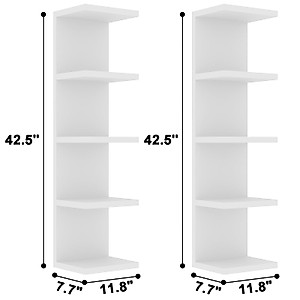LitaEther 5 Tier Lack Floating Shelf,Set of 2 White Wall Shelf Unit,Display Shelf