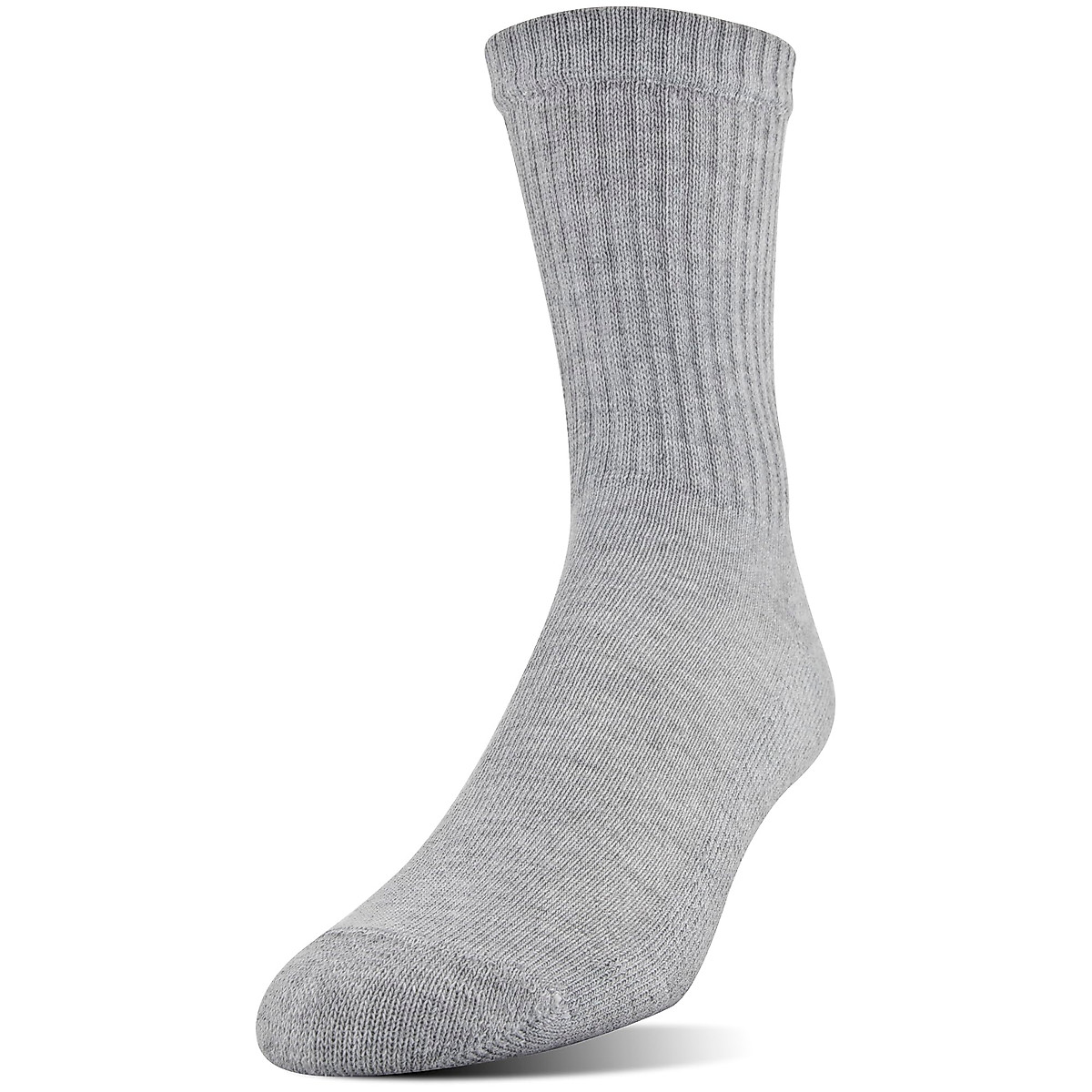 Gildan Men's Polyester Half Cushion Mid-Crew Socks, 12-Pack, Grey, Shoe Size: 6-12