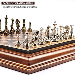 AMEROUS 14 inches Wooden Chess Set with Metal Chess Pieces / 2.5'' King/Storage for Chessmen/Gift Package/Instructions/Classic Board Game