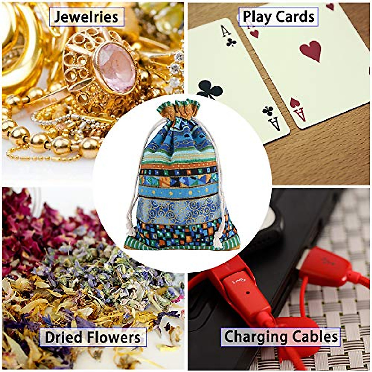 SumDirect Egyptian Ethnic Style Linen Burlap Bag 20Pcs 5×7 inches Gift Bags with Drawstring, Reusable Cotton Candy Bags for Wedding Party Favors