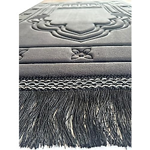 Islamika Orthopedic Prayer Rug Memory Foam Muslim Prayer mat - Padded Very Thick Prayer Rug Sajadah for Men Women for Eid Travel Ramadan, Soft and Luxury (Black) (Black)