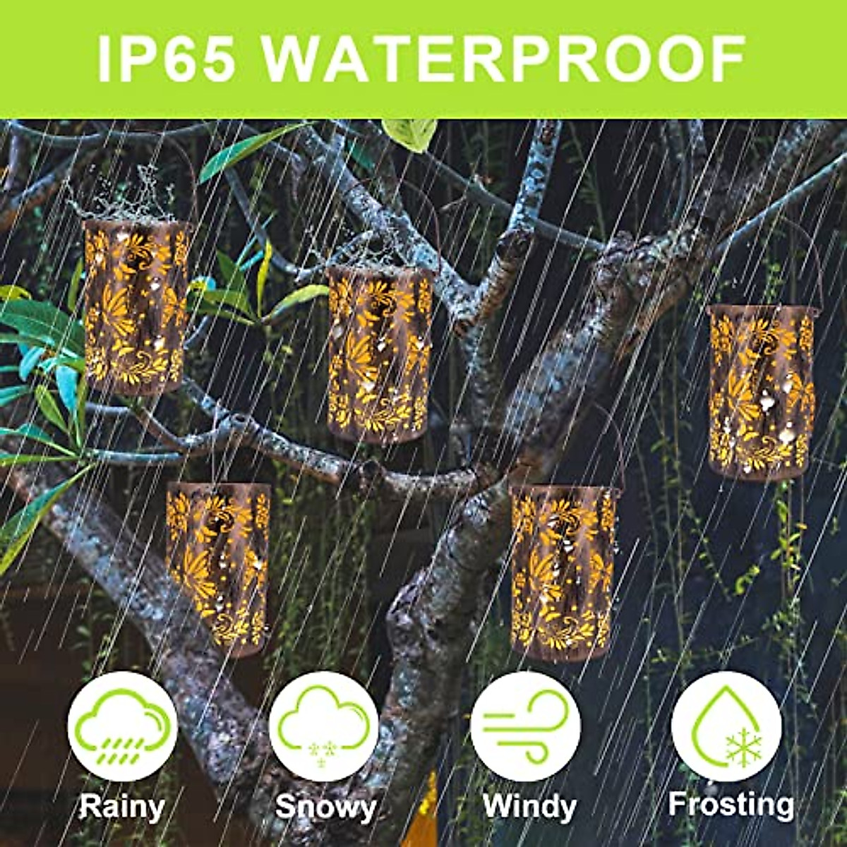 Outdoor Solar Lanterns, 2 Pack Retro Butterfly Hanging Lights Metal Outdoor Lantern Waterproof Decor Garden Lights for Patio, Pathway, Tree, Porch