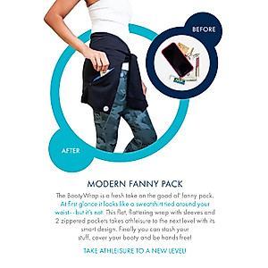 BootyWrap Modern Fanny Pack by Invisibelt - Slimming Wrap for Women with Zipped Pocket Storage to Carry Essentials for Walking, Running, Outdoors (Black, Medium)