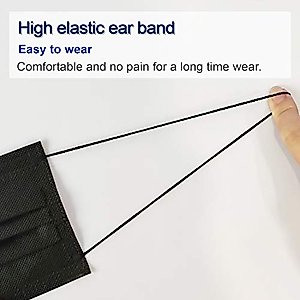 T·IMTEX Disposable 3 Ply Face Mask with Elastic Ear loops, Breathable and Comfortable Protective Masks with Melt-Blown Fabric for Filtering the Particulate Matter in the Air Pollution (Black)