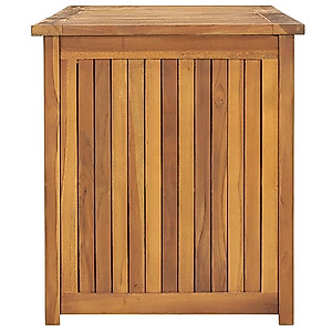 FOPEAS Premium Teak Wood Outdoor Storage Box - Spacious Furniture Storage with Weather-Resistant Design - Solid Wood Garden Box for Year-Round-Brown(59 x9.7 x .7)
