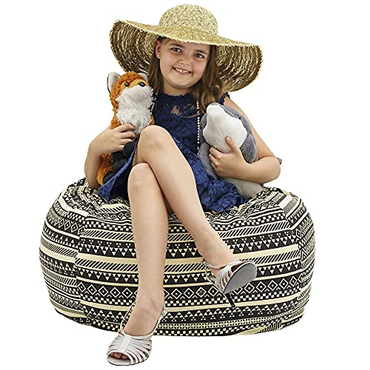 EMMandSOPHIE Kids Bean Bag Chairs- Bean Bag Chair Kids- Toddler Bean Bag Chair- Beanbag Chairs for Kids and Teens-Stuffed Animal Holder- Bean Bag Cover-Stuffed Animal Bean Bag Storage