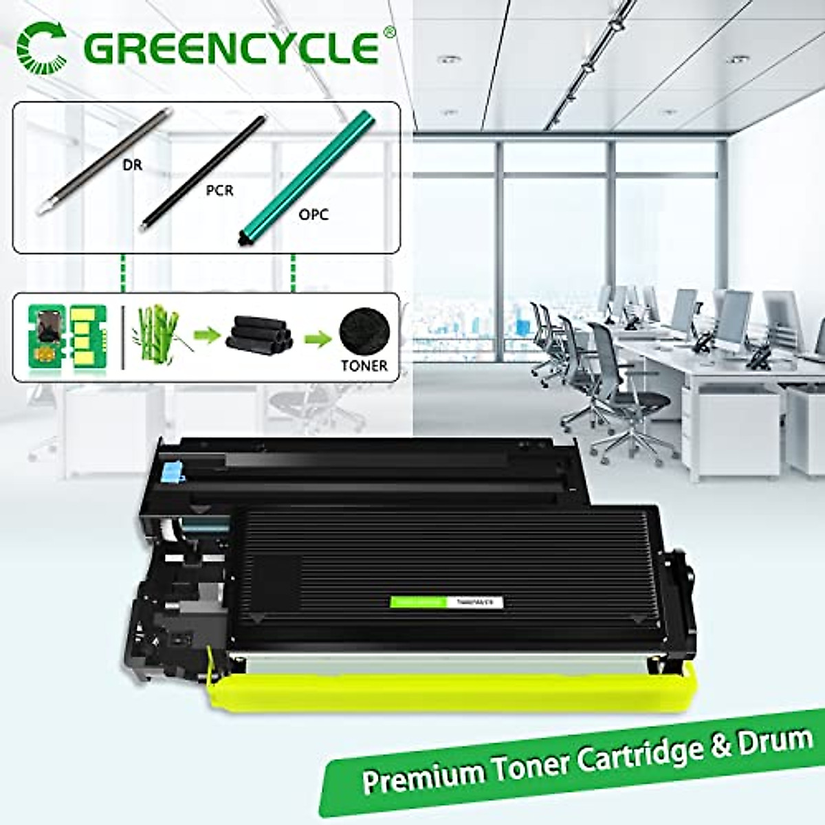 GREENCYCLE TN460 TN-460 Toner Cartridge + DR400 DR-400 Drum Unit Combo Set Compatible for Brother DCP-1200 HL-1240 MFC-8300 MFC-9750 MFC-9800 Intellifax 4100 4750 5750 Printer (2 Toner, 1 Drum)