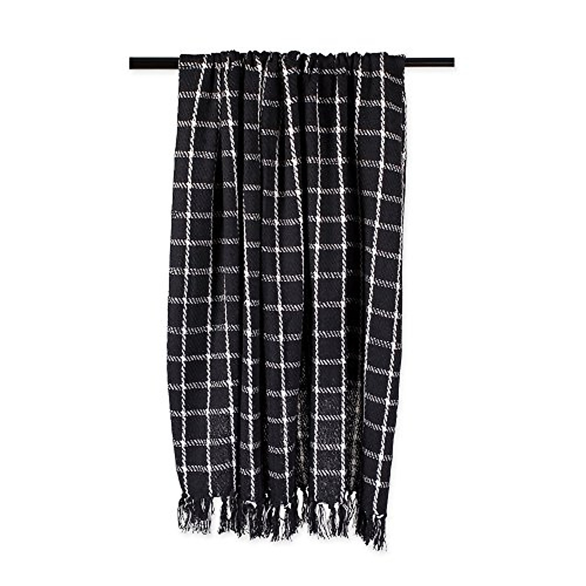 DII Transitional Checked Plaid Woven Throw, 50x60, Black
