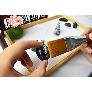 Artcome Japanese Zen Sand Garden for Desk with Rake, Stand, Rocks and Mini Furnishing Articles - Office Table Accessories, Mini Zen Sand Garden Kit - Meditation Gifts