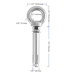 HEIHAK 10 Pack M8 x 80mm Expansion Eyebolt, Expansion Screw with Eye Ring Anchor, 304 Stainless Steel Ring Lifting Expansion Eyebolt Internal Bolt Fastener for Concrete, Wall, Masonry Surface
