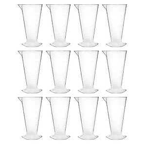 EISCO 12PK Conical Measures, 125ml - Polypropylene Plastic, Translucent - Pouring Spout - 5ml Raised Graduations - Hexagonal Base