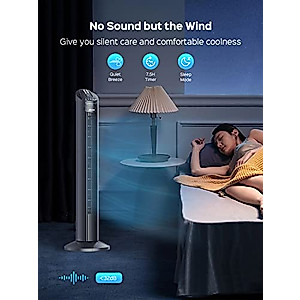 ZICOOLER 30" Tower Fan, Large Airflow 70° Oscillating Fan with Remote, 32dB Quiet Fan with 3 Modes, 7.5H Timer, 3 Speeds, Cooling Fan for Bedroom, Home, Office