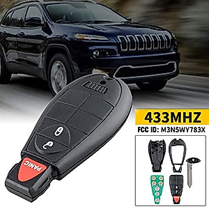 3 Button Key Fob for Dodge Charger , Challenger, Grand Caravan, RAM 1500 2500 3500,Keyless Entry Remote Replacement Fit for Chrysler Town and Country,Chrysler 300 with 433MHZ FCC ID M3N5WY783X (2PCS)