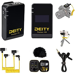 Deity Pocket Wireless Microphone System (Pocket TX + Pocket RX) OLED Display 3.5 mm Audio Input Compatible with DSLR Cameras, camcorders, Android Smartphones, Laptop, PC Black