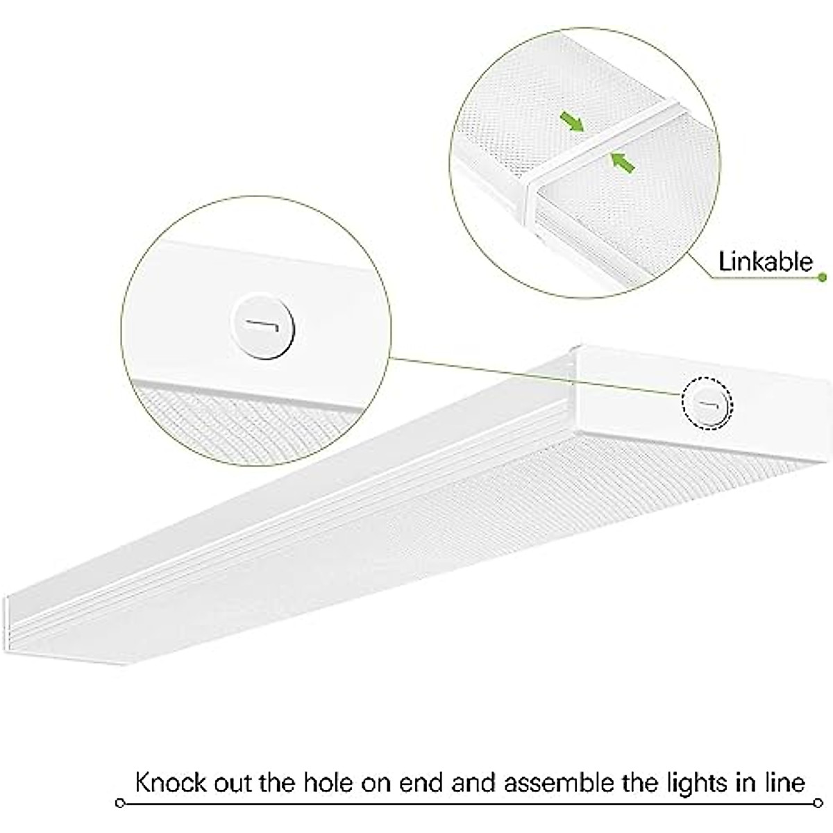 hykolity 4 Pack 4FT LED Wraparound Light 40W 4 Foot LED Shop Lights for Garage, [2-lamp 32W Fluorescent Equiv.] 4400lm 4000K LED Wrap Light, Flushmount Office Ceiling Light Fixture ETL Listed