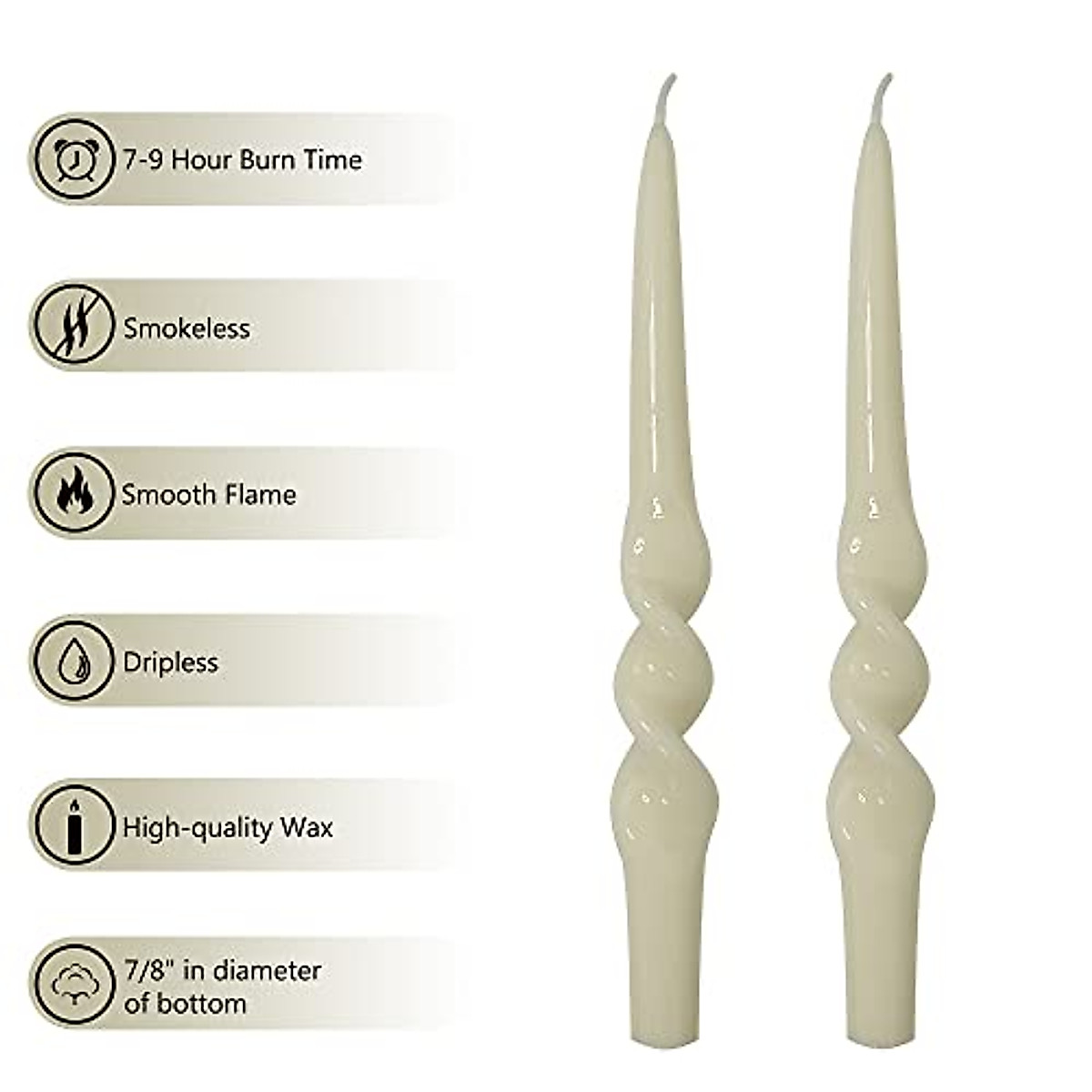 Handmade Candle Sticks Spiral Candles - Gedengni 10 Inch Twisted Taper Candle for Home Dinner Wedding Party Decoration, 2pcs