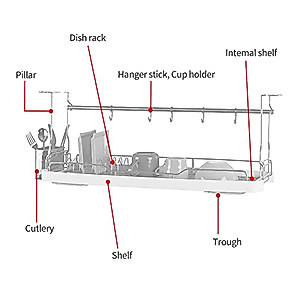 TULGIGS Attachable Dish Rack Dish Rack Wire Shelf Liner Dish Holer (800mm (31.5")) White