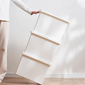 Yishyfier White Storage Bins with lids,Stackable Plastic Boxes Set of 4,Storage Box with handle for Organizing Snacks, Crafts,Crafts, Tools,books(white, 4XL)