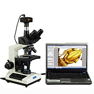 OMAX 40X-2500X Trinocular Compound LED Microscope with 14MP Digital Camera and Aluminum Carrying Case