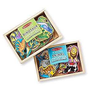 Melissa & Doug Wooden Magnets Set - Animals and Dinosaurs With 40 Wooden Magnets