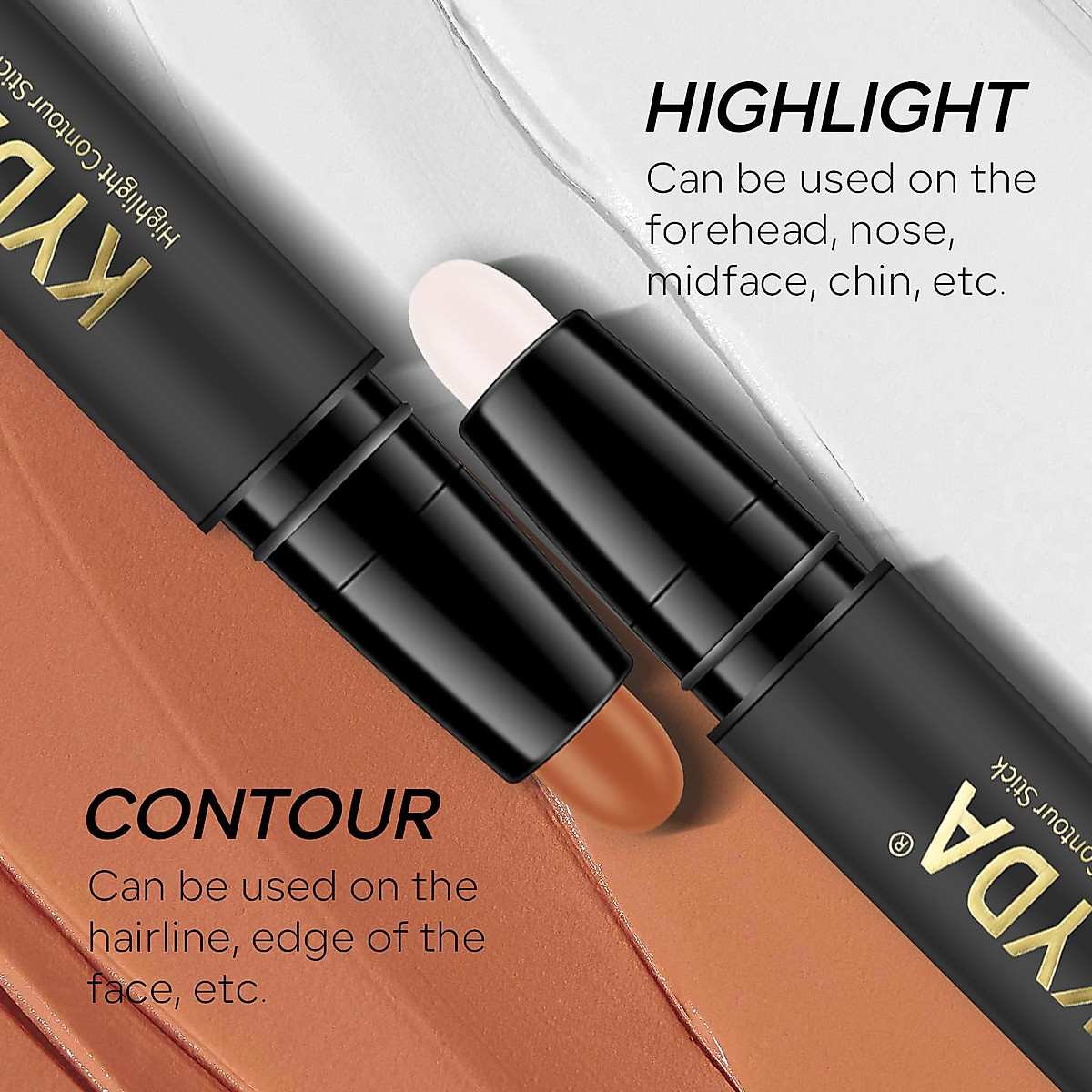 KYDA 6 Colors Highlight Concealer Contour Stick, 2 in 1 Body Makeup Shding Stick, Face Highlighters Sticks, Contouring Highlighting Foundation Shadow Cream Pen, 3 Pcs-Set A